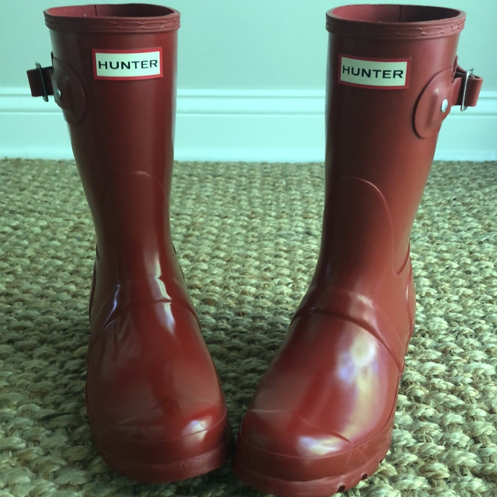 New: Hunter Glossy Red Original Short Boots. 6 / 37 - Gem